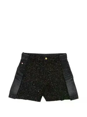 Sacai Nep Tweed-denim Shorts - Black