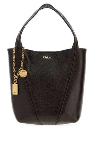 Chloé Dark Leather Small Spin Shopping Bag - Brown