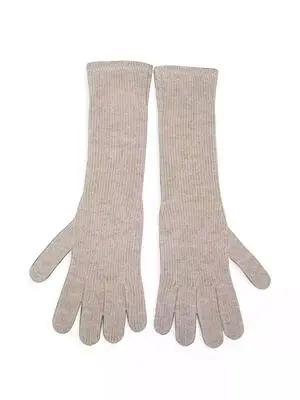 Max Mara Ribbed-knit Logo-embroidered Gloves