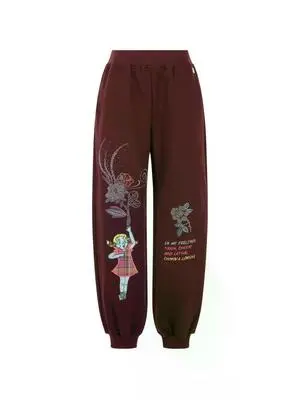 CHOPOVA LOWENA Embellished Graphic-print Track Pants - Brown
