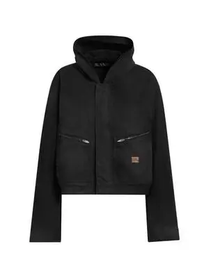 Balenciaga Hooded Zip-pocket Cropped Jacket - Black