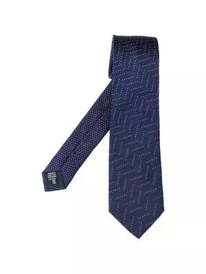 Giorgio Armani Geometric-pattern Silk Tie - Blue