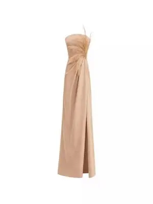 GEMY MAALOUF Strapless Feather-detail Dress - Neutrals