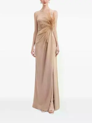 GEMY MAALOUF Strapless Feather-detail Dress
