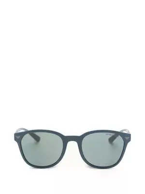 Emporio Armani Logo-plaque Square-frame Sunglasses - Blue