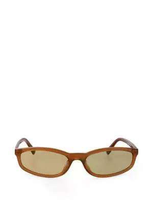 Miu Miu Miu Regard Logo-plaque Oval-frame Sunglasses - Brown
