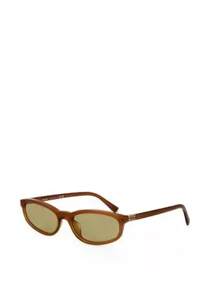Miu Miu Miu Regard Logo-plaque Oval-frame Sunglasses