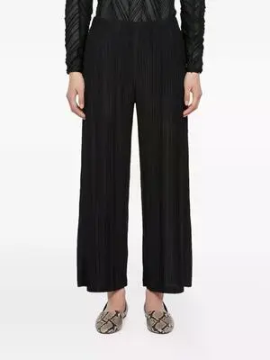 Issey Miyake Hatching Pleated Wide-leg Trousers - Black