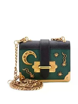Prada Cahier Embellished Leather Micro Crossbody Bag