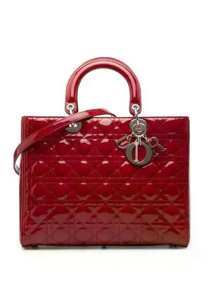 Dior 2011 Large Patent Cannage Lady Satchel - Red