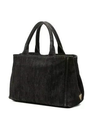 Prada 2013-2026 Small Denim Canapa Logo Tote Satchel