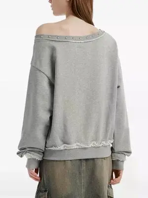 Izzue Stud-embellished Raw-edge Sweater