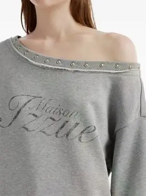 Izzue Stud-embellished Raw-edge Sweater