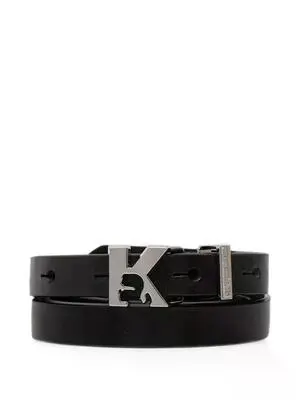 Karl Lagerfeld Logo-plaque Leather Belt - Black