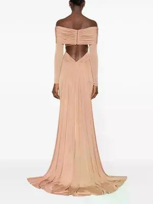 Elisabetta Franchi Ruched Off-shoulder Maxi Dress