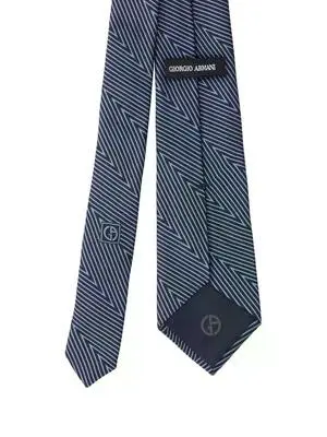 Giorgio Armani Zigzag-pattern Silk Tie - Blue