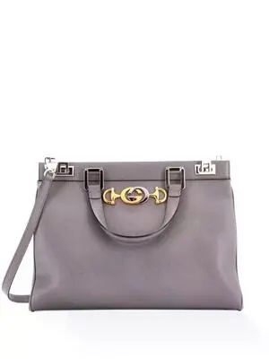 Gucci Zumi Top Handle Bag Leather Medium Satchel - Grey