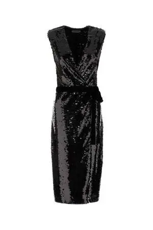 Alberta Ferretti Embellished Crepe Dress - Black