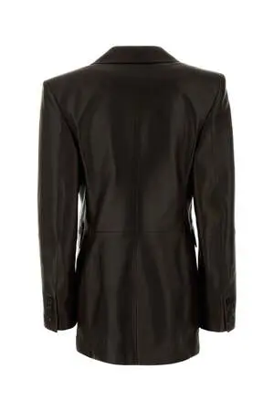 Saint Laurent Chocolate Leather Blazer