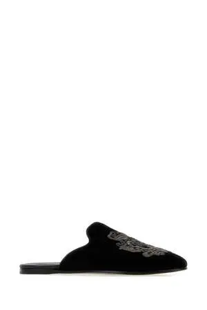 Dolce & Gabbana Black Velvet Slippers - Multicolor