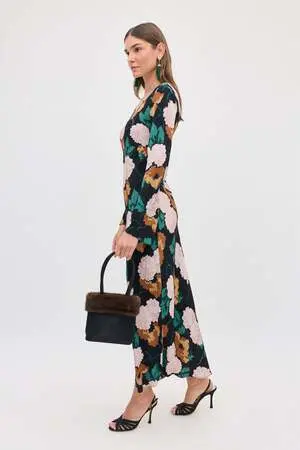 Rixo Amal Hydrangea Floral Charcoal Regular