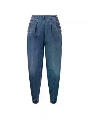 DARKPARK Button-embellished Pleated Jeans - Blue