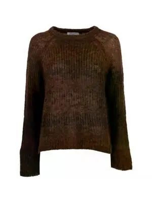 KANGRA Ribbed-knit Raglan-sleeve Sweater - Brown