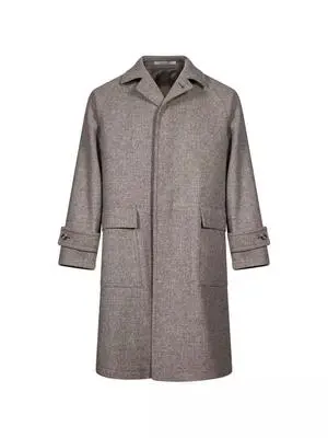 Tagliatore Loyd Herringbone-pattern Raglan-sleeve Coat - Grey