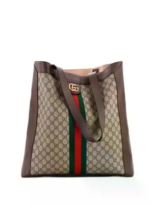 Gucci Ophidia Soft Open Gg Coated Canvas Large Tote Bag - Brown