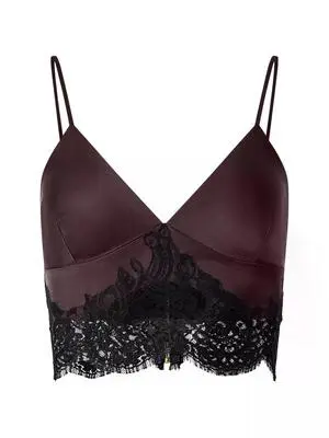 IL VOLO Lace-trim Silk Bustier Top - Brown