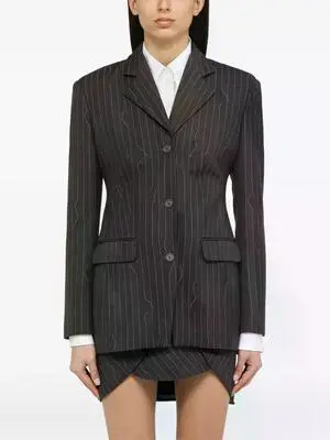 Off-White Pinstriped Wool-blend Blazer