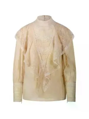 Zimmermann Lace-trimmed Ruffled Blouse - Neutrals
