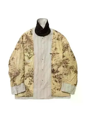 CALMLENCE Pinstripe Corduroy-collar Jacket