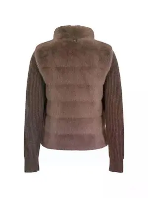 DUNO Nila Faux-fur Panelled Ribbed-knit Jacket