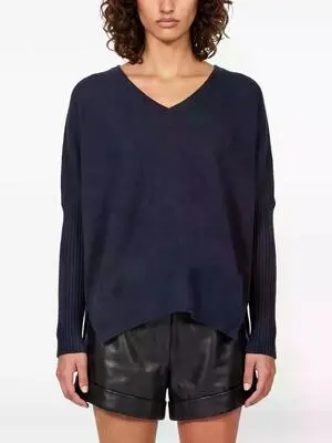 GOTHA Faustine V-neck Ribbed-sleeve Sweater