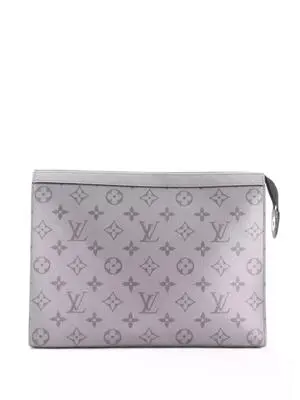LOUIS VUITTON Pochette Voyage Monogram Taigarama Mm Clutch Bag - Grey