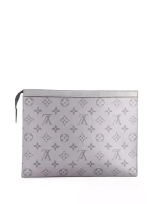 LOUIS VUITTON Pochette Voyage Monogram Taigarama Mm Clutch Bag - Grey