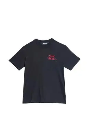 Just Cavalli Logo-embroidered T-shirt - Black