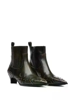 Ash Titan Leather Western-style Ankle Boots - Black
