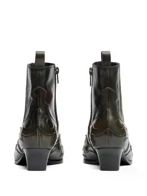 Ash Titan Leather Western-style Ankle Boots - Black