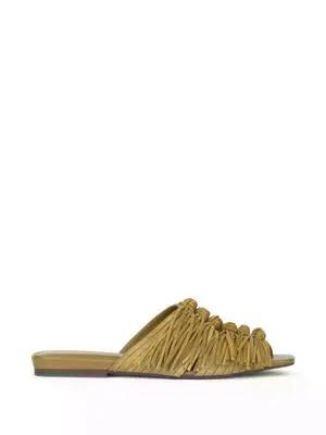 Ash Brigitte Fringe-detail Flat Sandals - Green