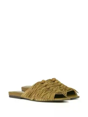 Ash Brigitte Fringe-detail Flat Sandals - Green