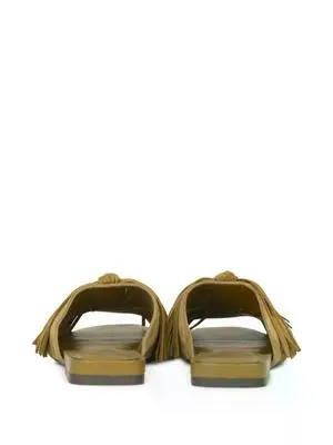 Ash Brigitte Fringe-detail Flat Sandals - Green