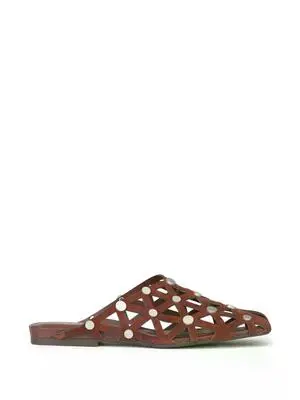Ash Bone Stud-embellished Cut-out Sandals