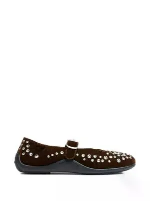Ash Mimosa Studded Ballet Flats - Brown