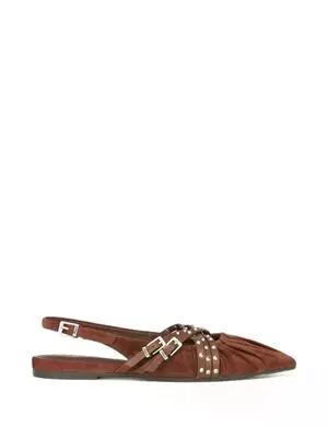 Ash Bianca Studded Slingback Ballet Flats - Red