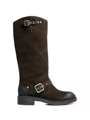 Ash Fuchsia Buckle-detail Biker Boots