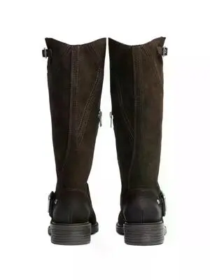 Ash Fuchsia Buckle-detail Biker Boots