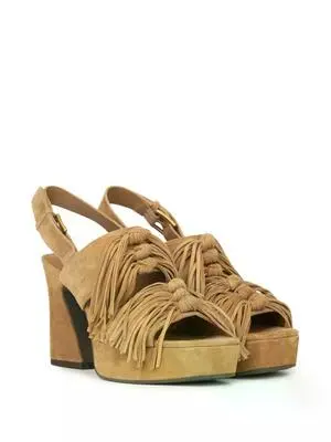 Ash Oprah Fringe-trimmed Heeled Sandals - Brown