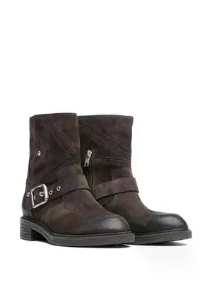 Ash Floss Flower Buckled Suede Biker Boots
